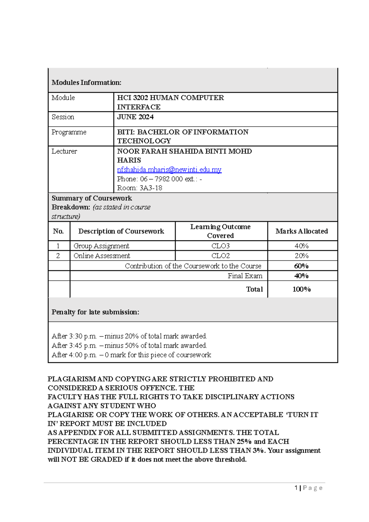 Human interface design(individual report) - Modules Information: Module ...