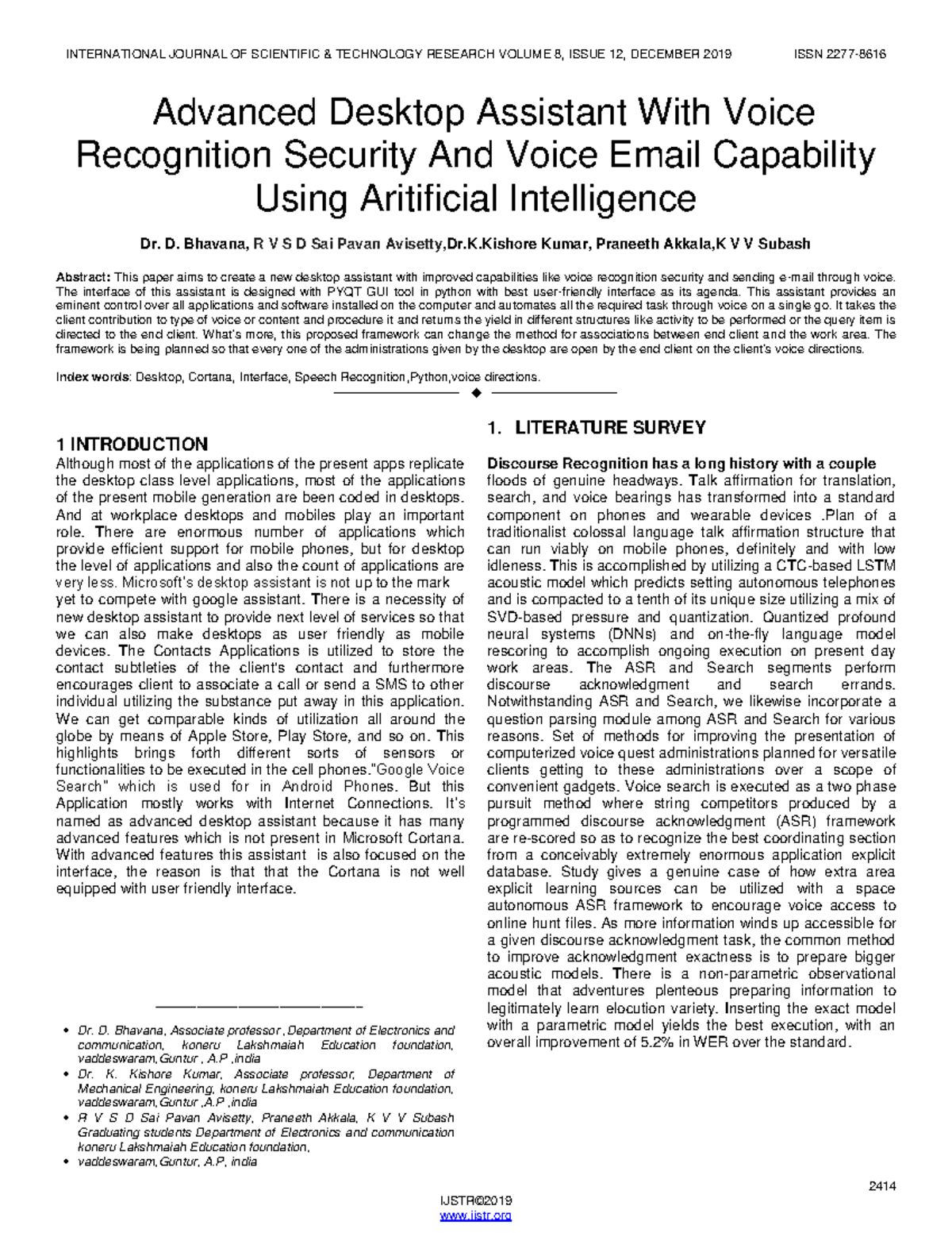 Advanced Desktop Assistant With Voice Recognition Security And Voice ...