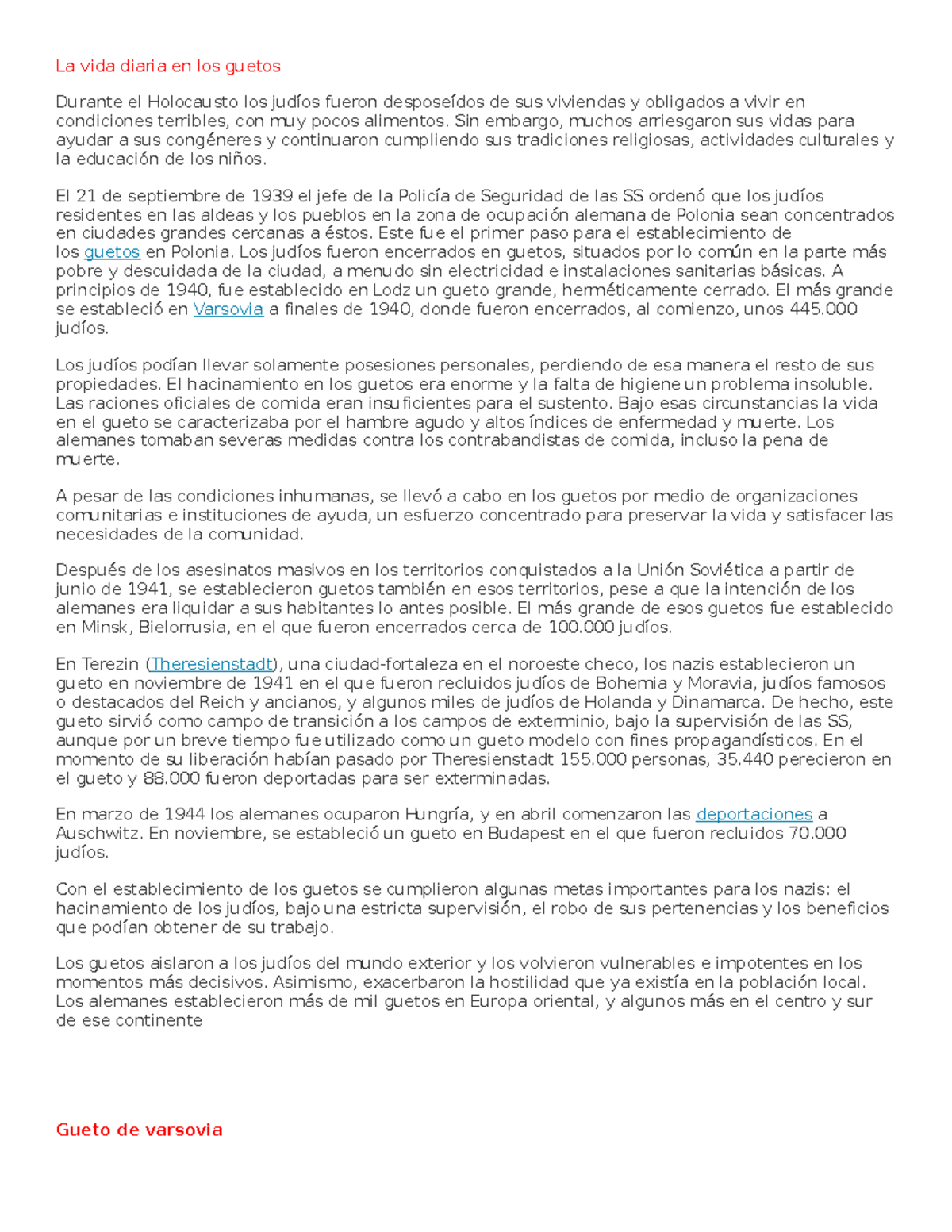 La vida diaria en los guetos - La vida diaria en los guetos Durante el ...