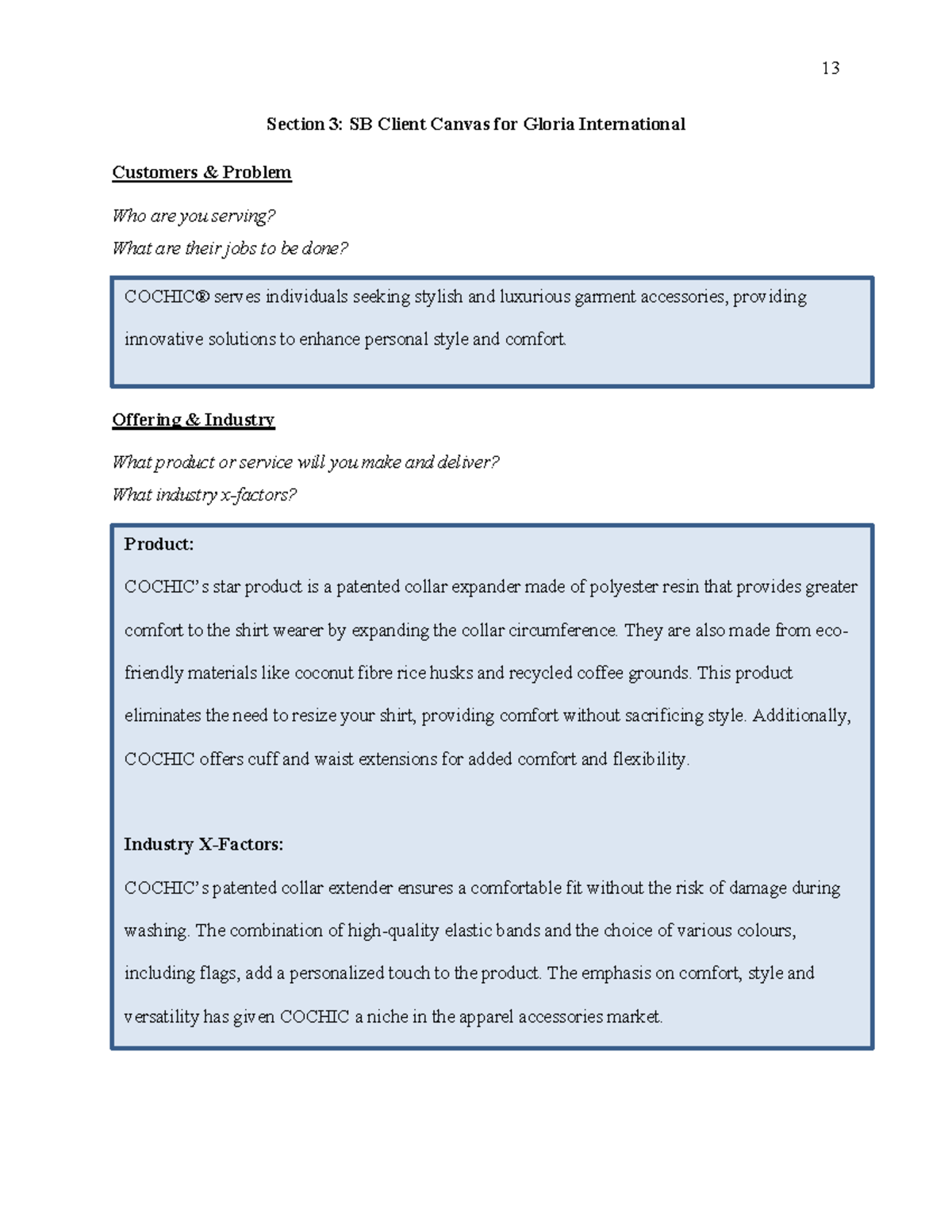 Sample of BMC - practice - Section 3: SB Client Canvas for Gloria ...