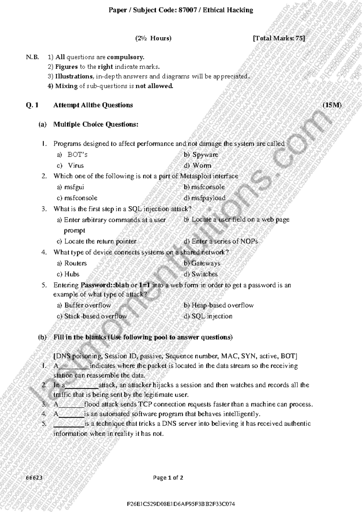 Tybsc-CS SEM6 EH NOV19 - Question Papers - Paper / Subject Code: 87007 ...