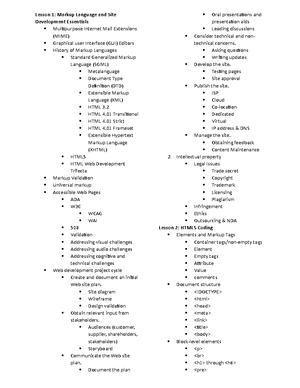Lesson 8 Extending HTML - Lesson 8 : Extending HTML -uCertify wgu.ucertify Objectives By the end ...