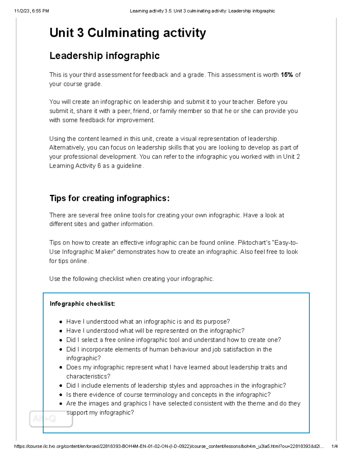 Learning activity 3.5 Unit 3 culminating activity Leadership ...