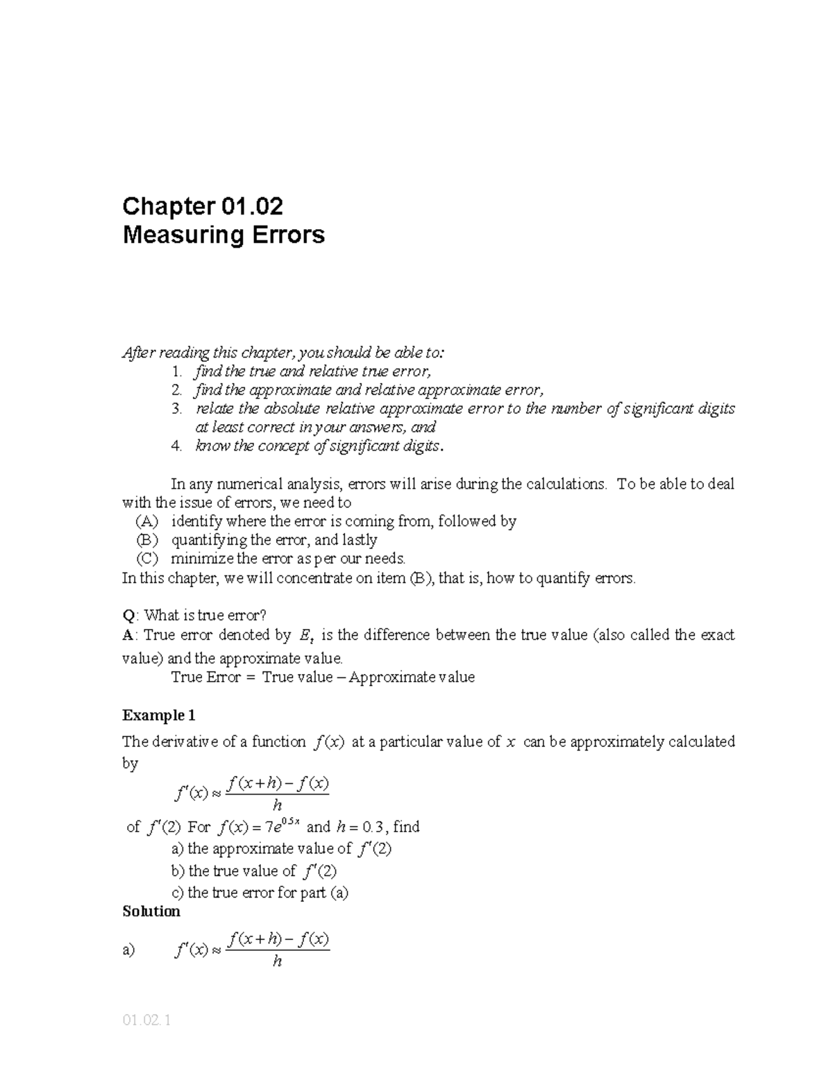 2-mws gen aae spe measuringerror - 01. Chapter 01. Measuring Errors After reading this chapter ...