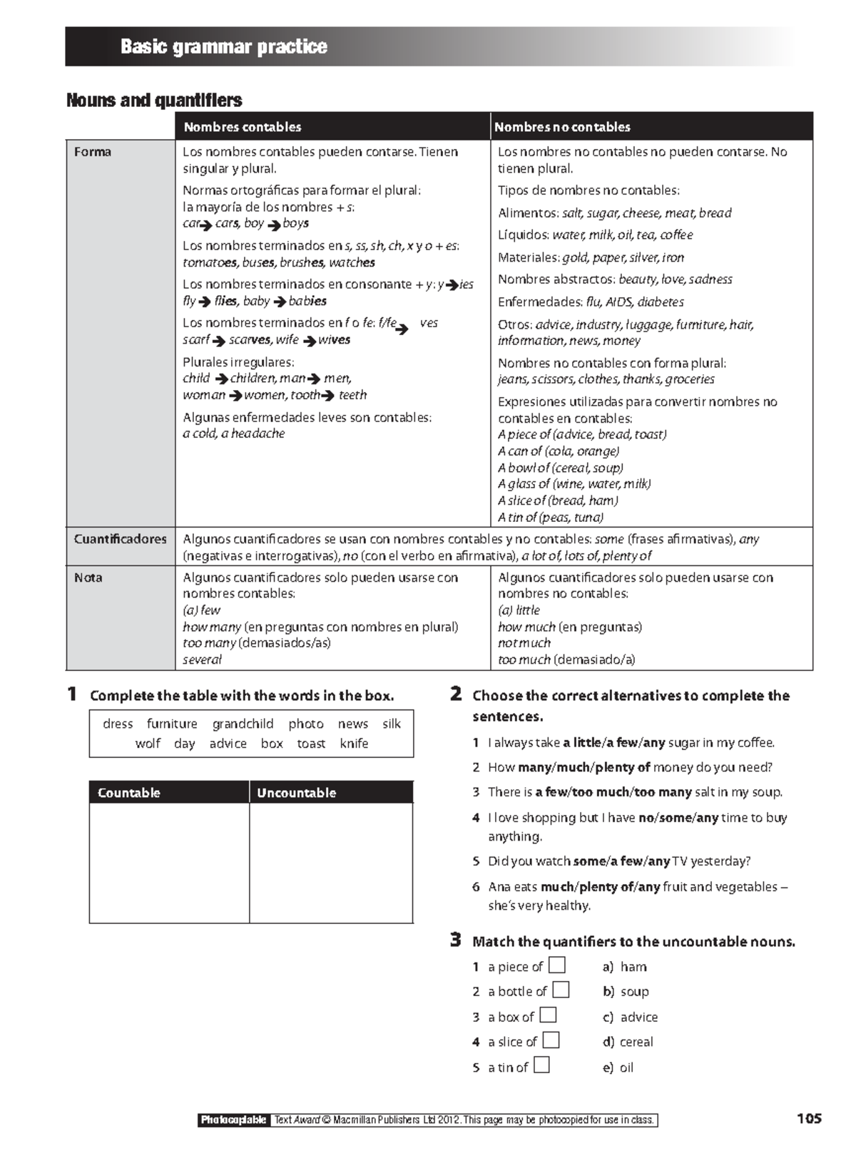 Countable-uncountable - Photocopiable Text Award © Macmillan Publishers ...
