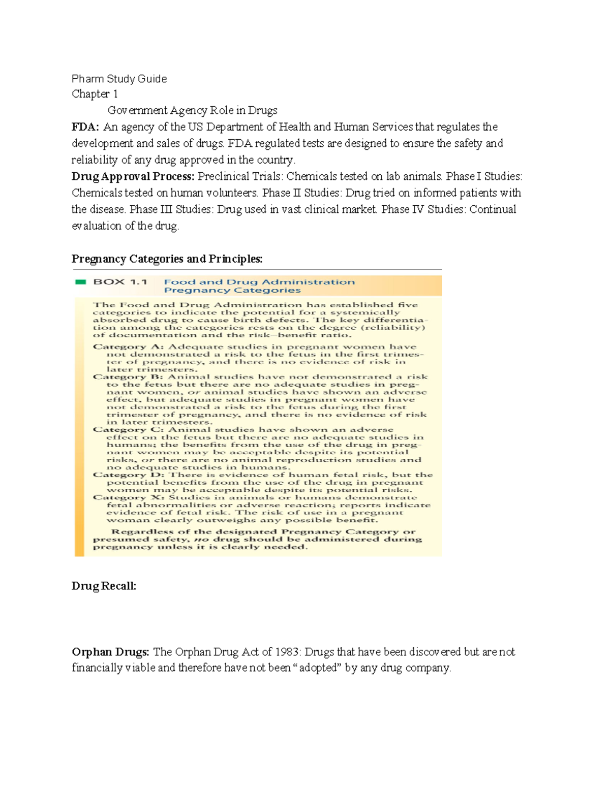 Pharm Study Guide - Lecture notes 1 - Pharm Study Guide Chapter 1 ...