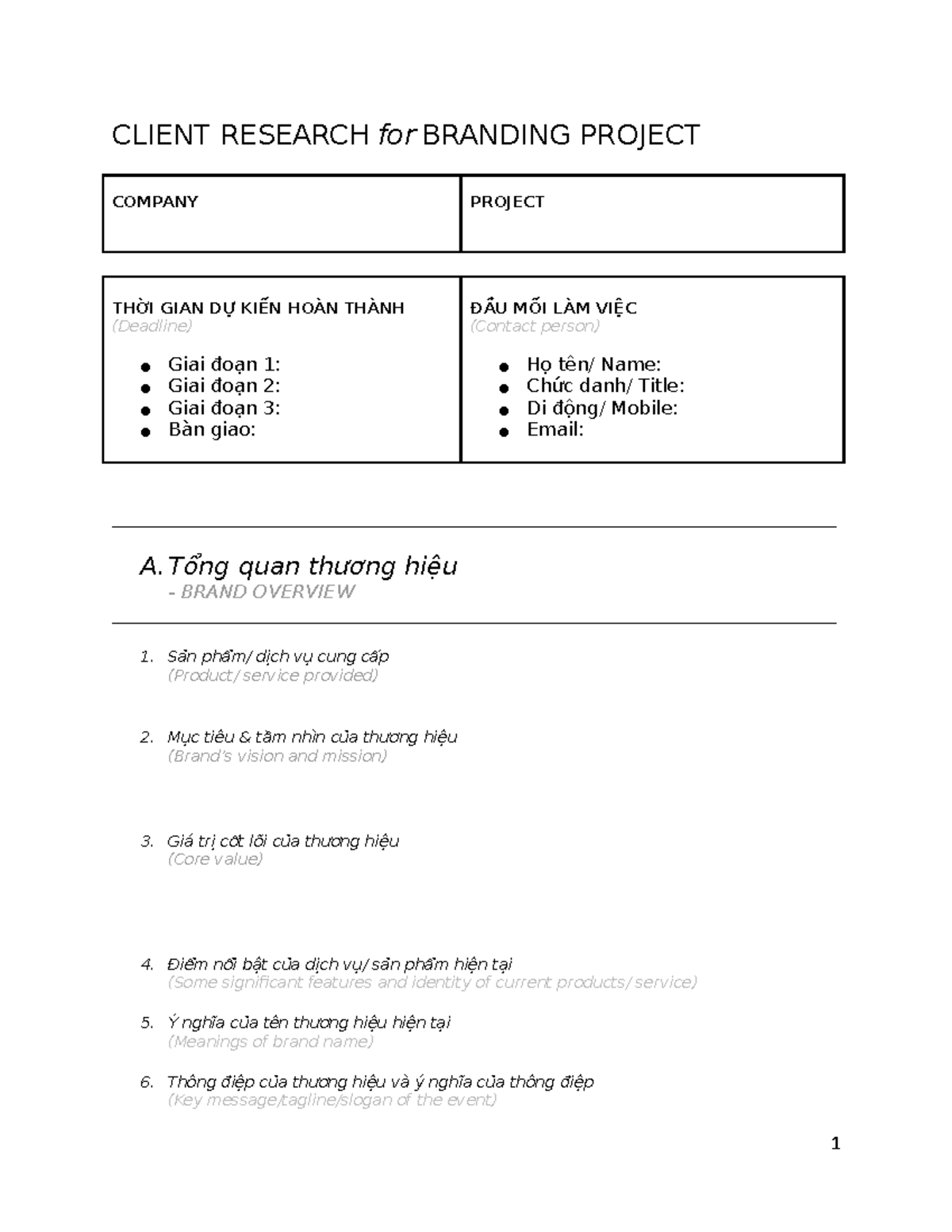 Client Research Brand Identity - CLIENT RESEARCH for BRANDING PROJECT ...
