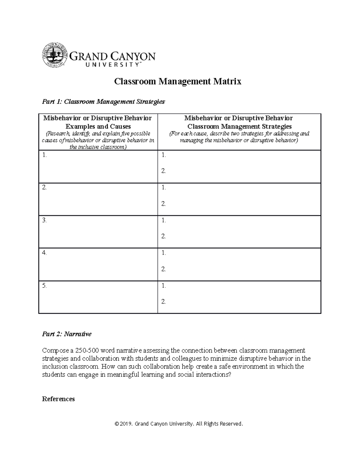 SPD-200-RS-T2- Classroom Management Matrix Template - Classroom ...