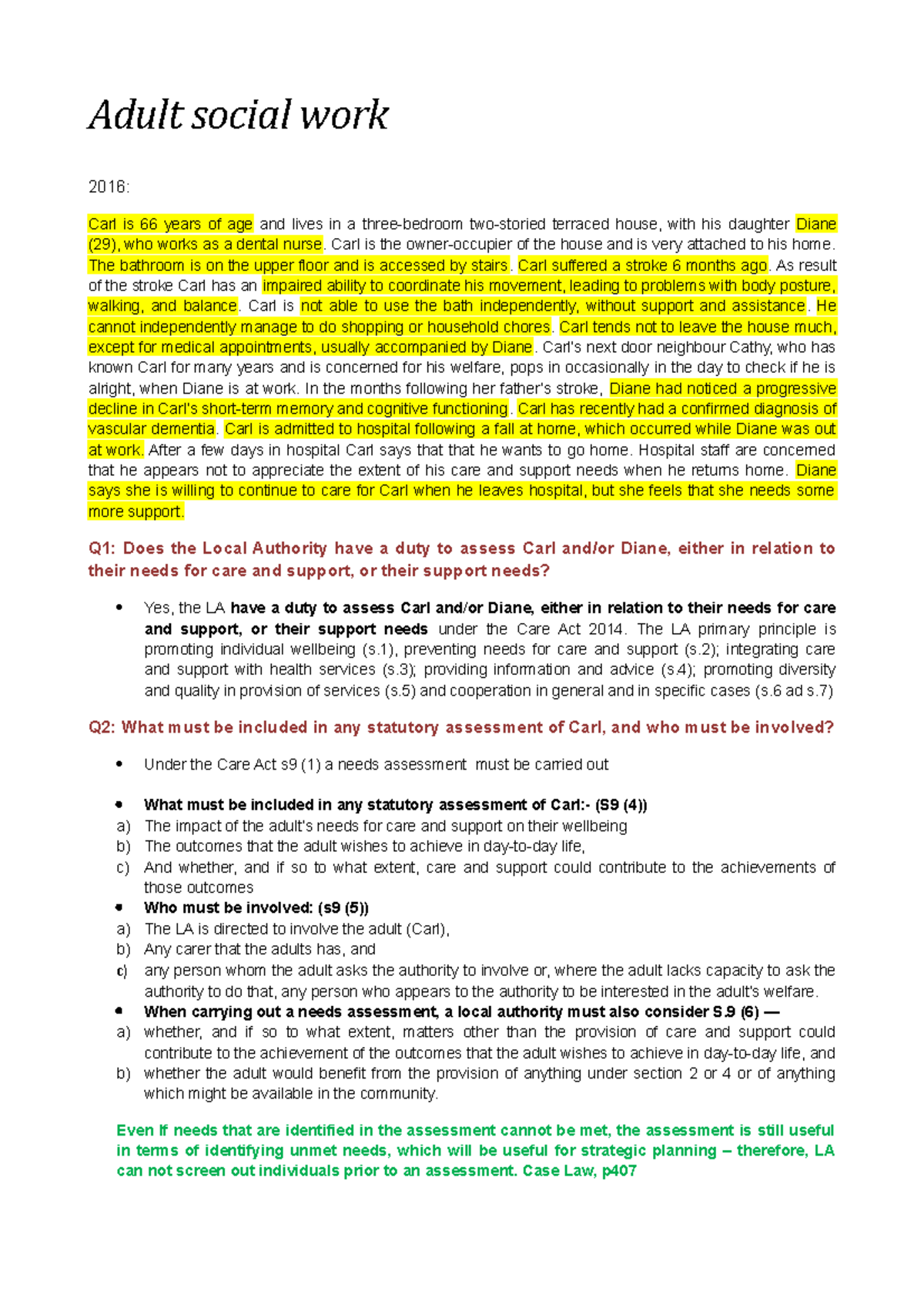 Sample/practice exam 2016, questions and answers - Adult social work ...