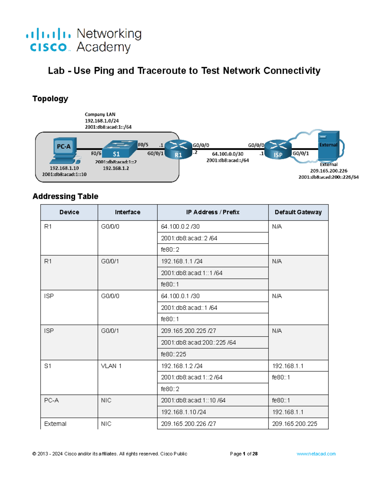 Lab-7-Use-Ping-and-Traceroute-to-Test-Network-Connectivity - Topology ...