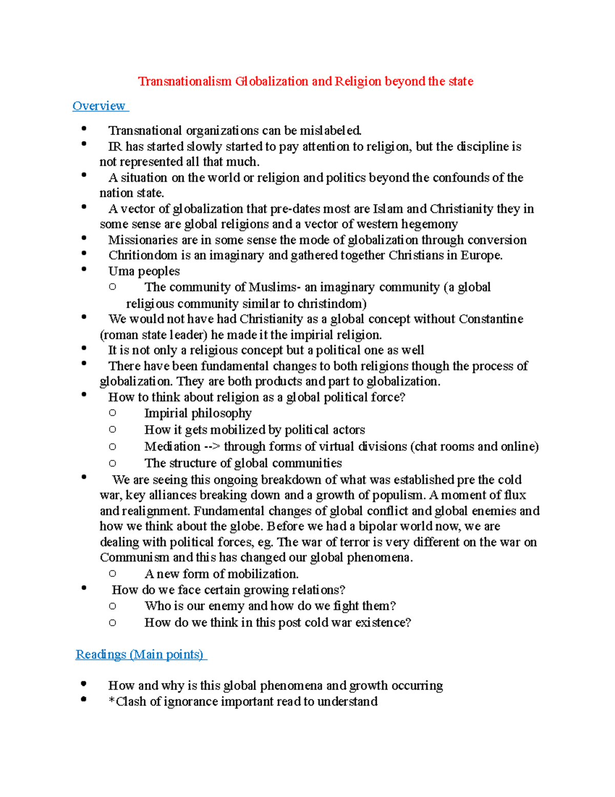 What is religion - Transnationalism Globalization and Religion beyond ...