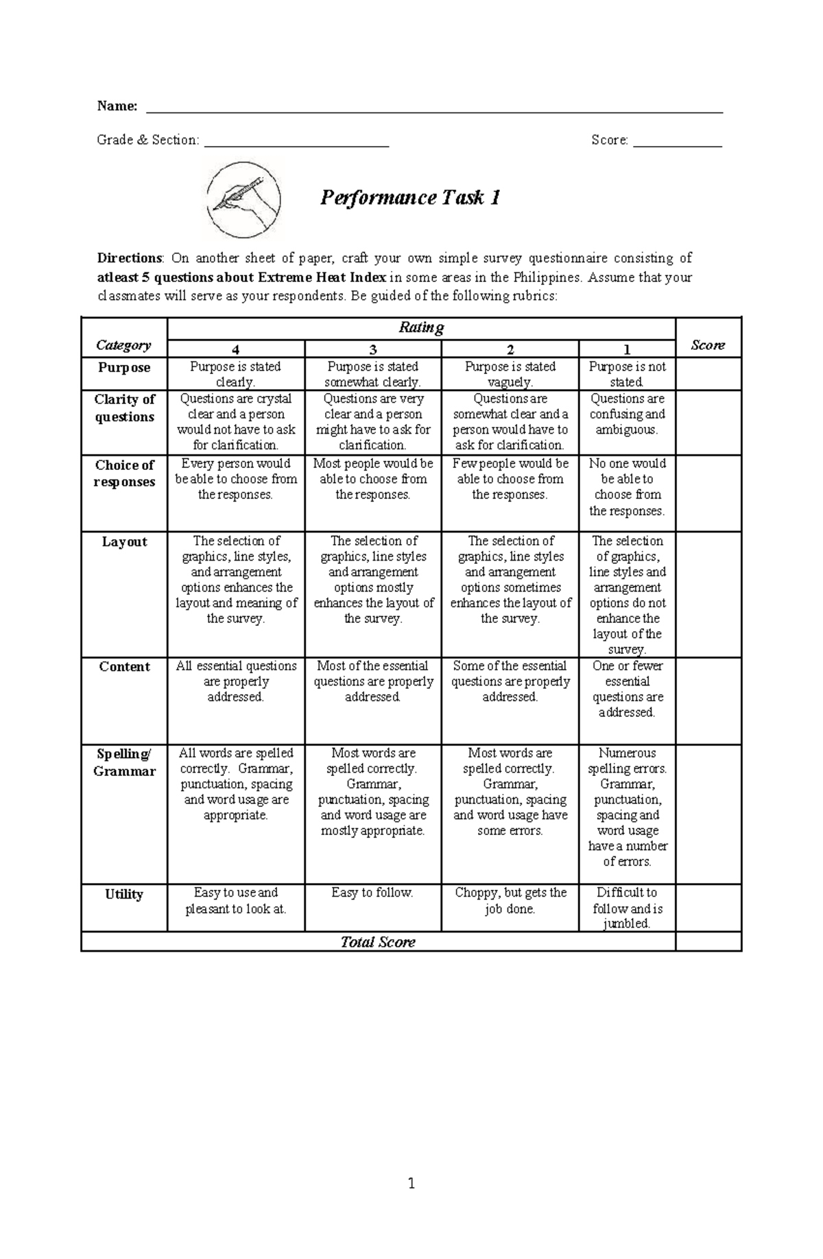MATH-7 Q4 Performance Task 1 - Name: - Studocu
