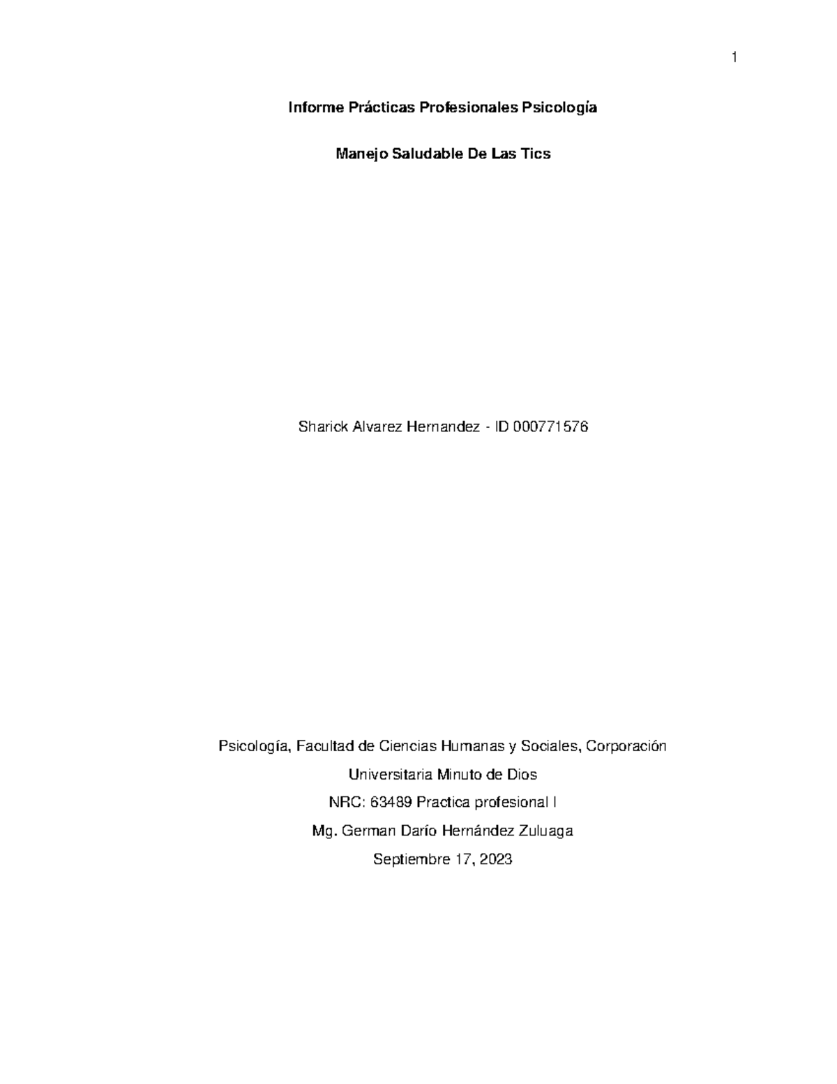 Informe Final Sharick A - Informe Prácticas Profesionales Psicología ...
