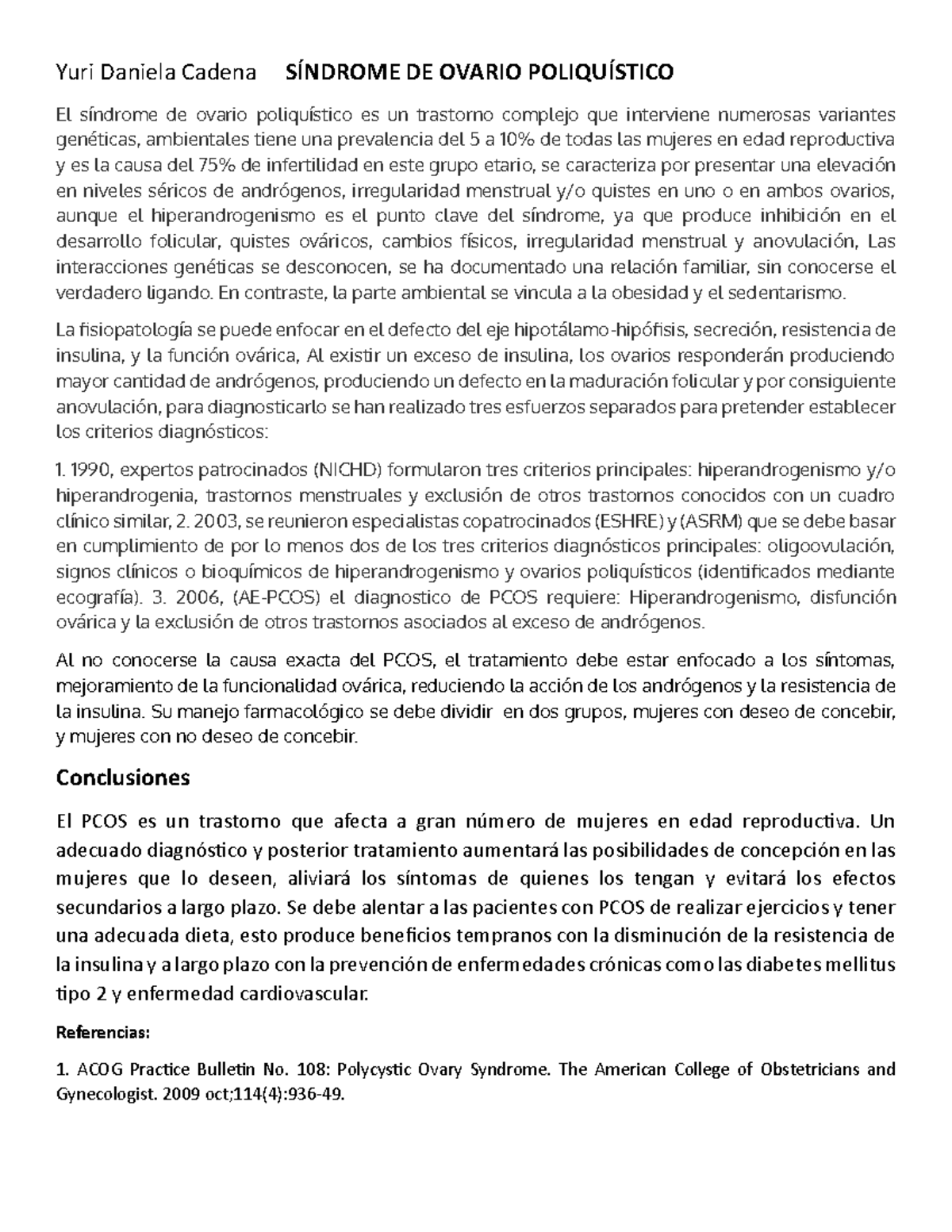 Yuri Daniela Cadena Síndrome DE Ovario Poliquístico - Yuri Daniela ...