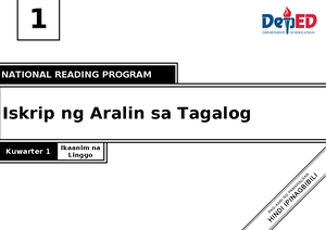 CO 2024 LS Grade 1 NRP Tagalog Q1 W8 - 1 Unang Kuwarter Ikawalong ...
