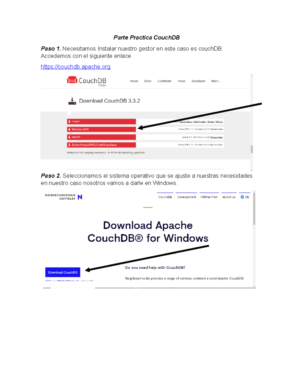 Practica Couch DB - Parte Practica CouchDB Paso 1. Necesitamos Instalar nuestro gestor en este ...