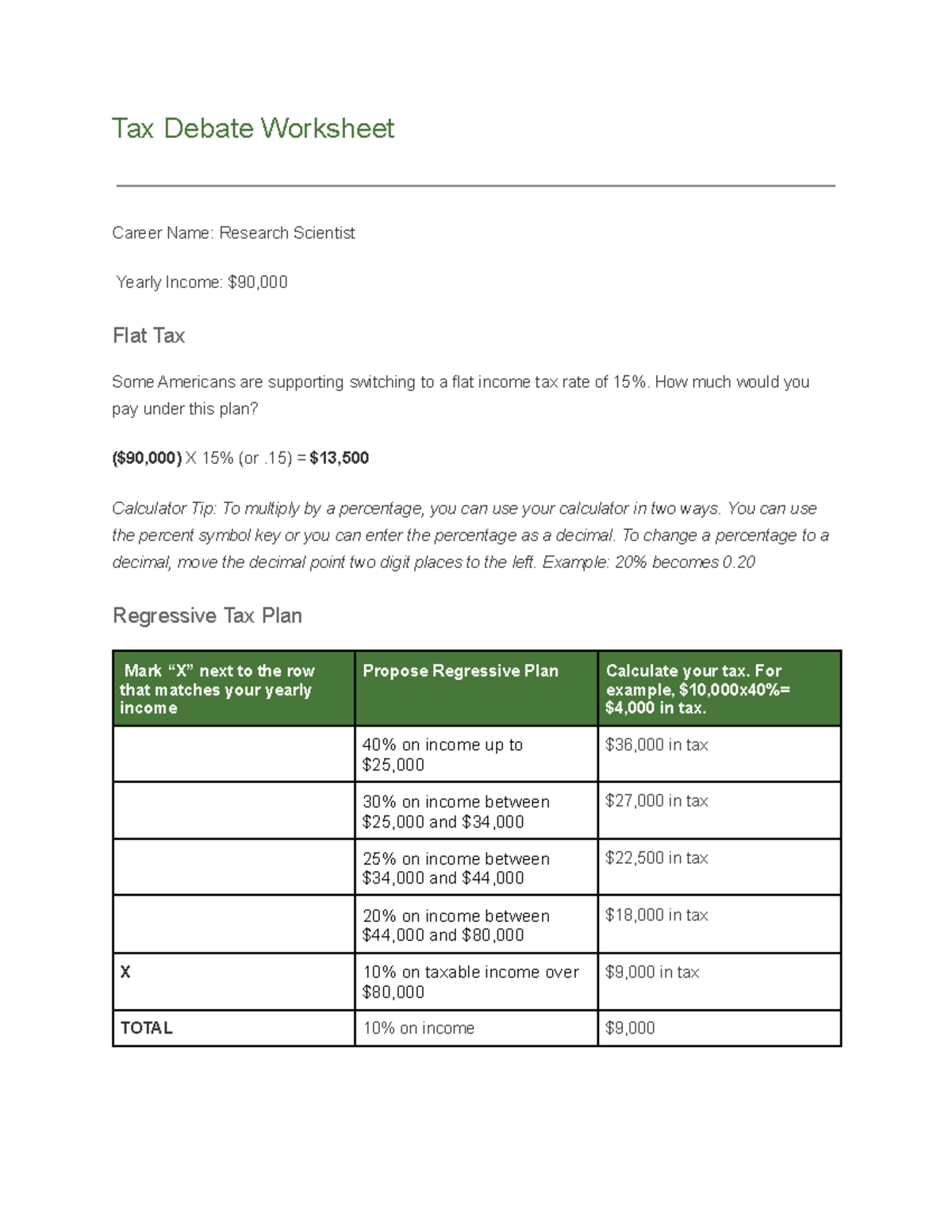 02.03 Sharing With Uncle Sam Redo - Tax Debate Worksheet Career Name ...