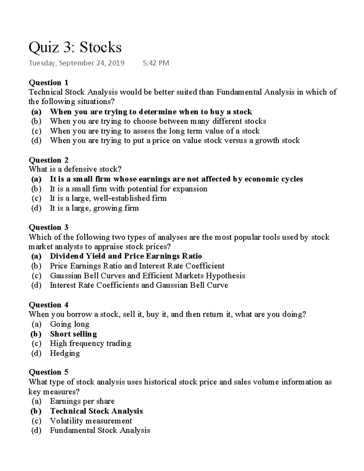 Quiz 3 28 September 2019, questions and answers - Warning: TT: undefined function: 32 Question 1 ...