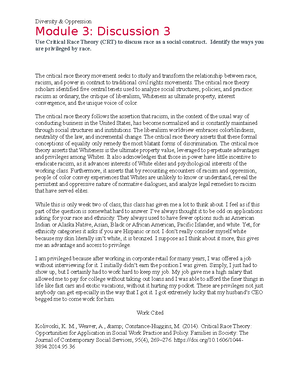 M4 discussion 1 - Diversity & Oppression Module 4: Discussion 1 Based ...