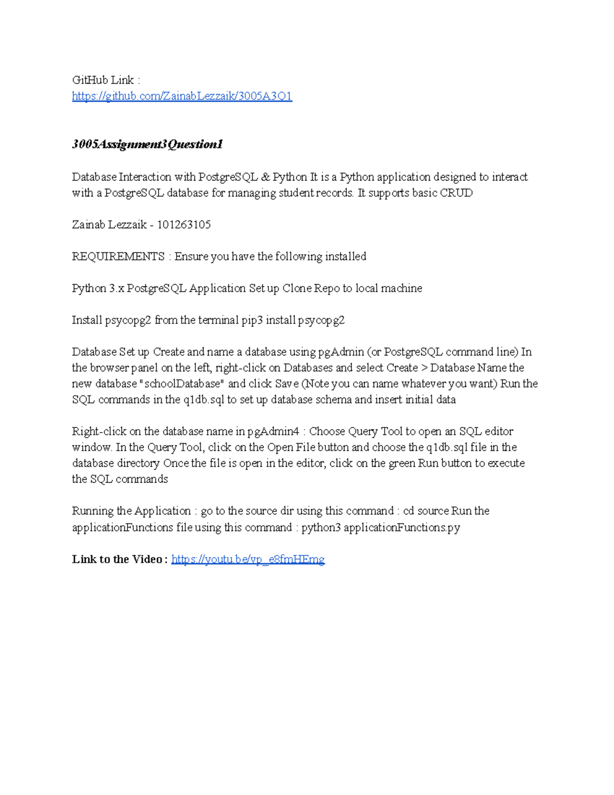 A3Q1 - notes - GitHub Link : github/ZainabLezzaik/3005A3Q ...