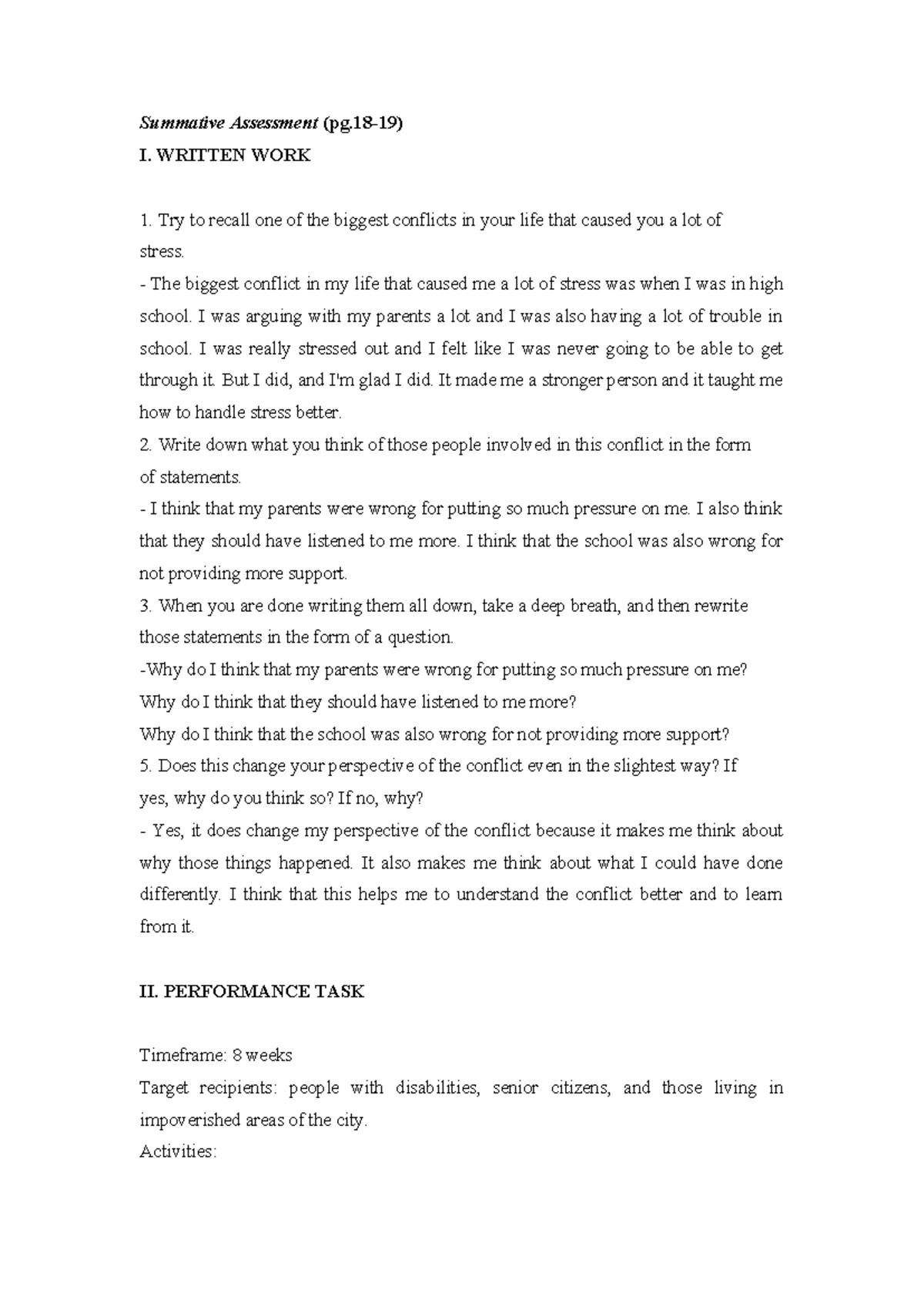 Performance Task - Summative Assessment - Summative Assessment (pg-19 ...