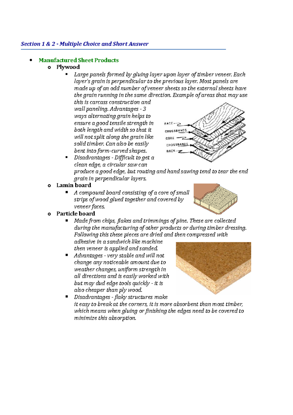 IT Timber Notes - Section 1 & 2 - Multiple Choice and Short Answer ...
