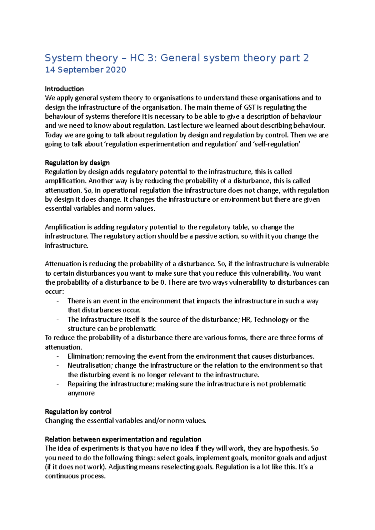 System Theory - HC 3 - System theory – HC 3: General system theory part ...