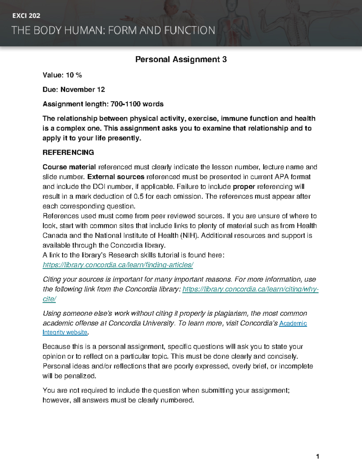 Personal Assignment 3 Instructions - 1 Personal Assignment 3 Value: 10 ...