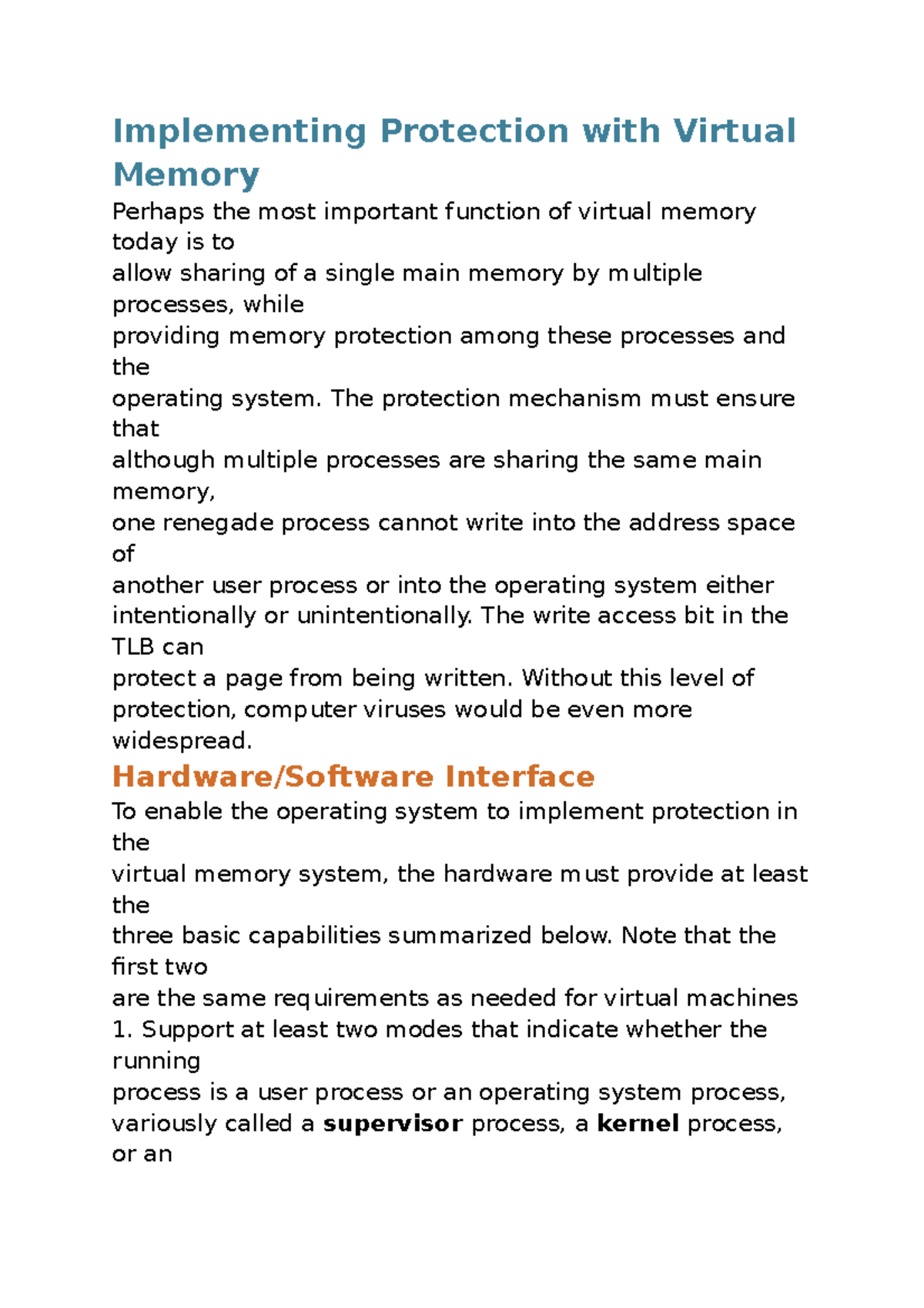 Implementing Protection with Virtual Memory - Implementing Protection with Virtual Memory ...