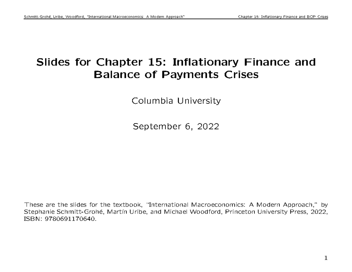 Chapter 15-Inflationary Finance and Balance of Payments Crises - Slides ...