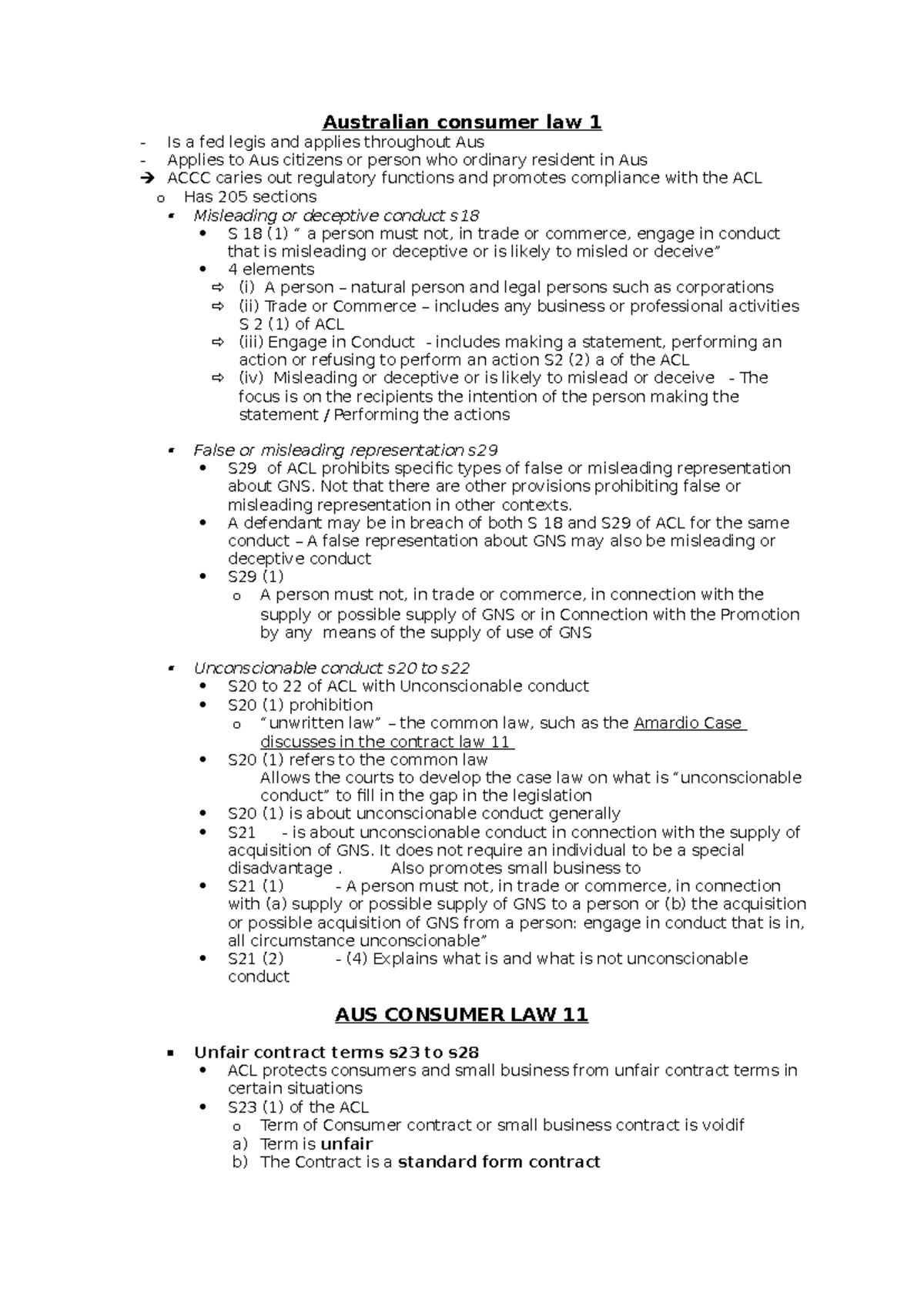 Australian consumer law 1 - Not that there are other provisions ...