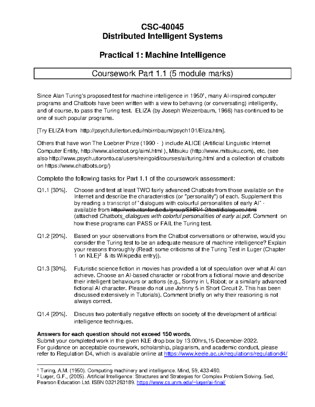 CSC-40045 Practical 1 - Machine Intelligence v2022s v2 - CSC ...