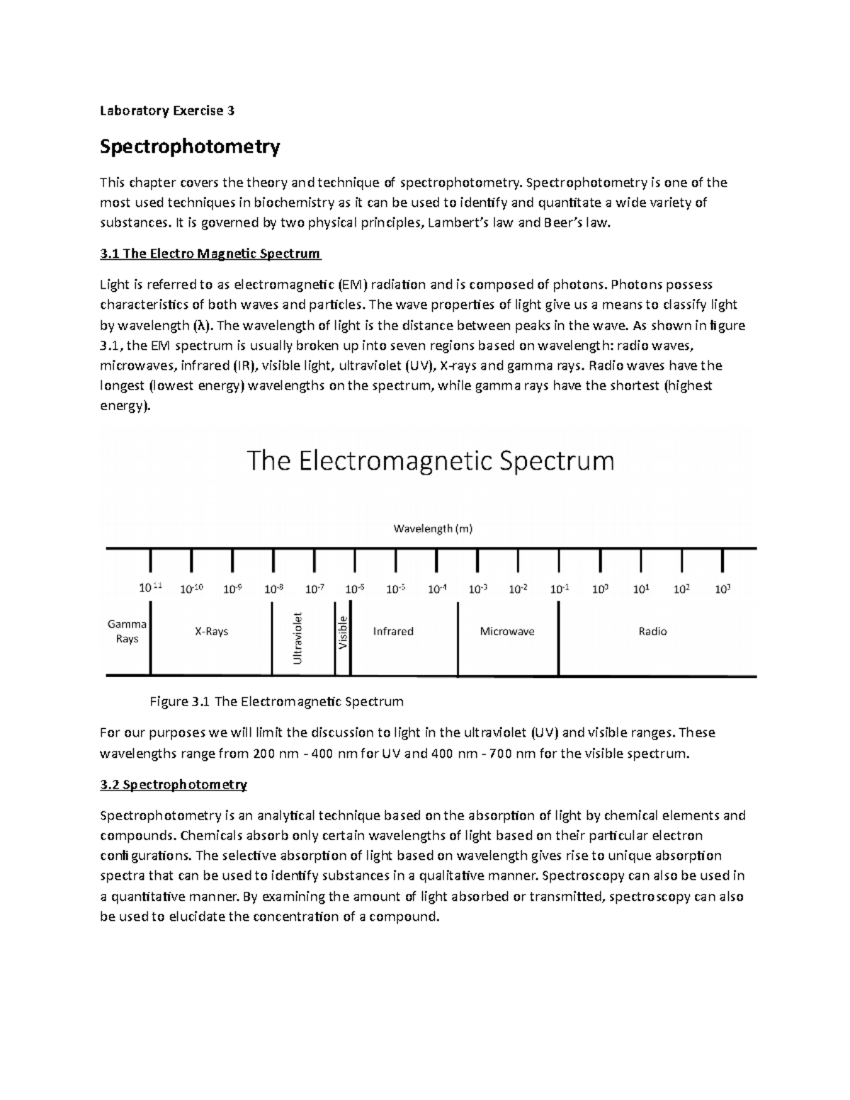 CHE420L Laboratory Exercise 3 - Laboratory Exercise 3 Spectrophotometry ...