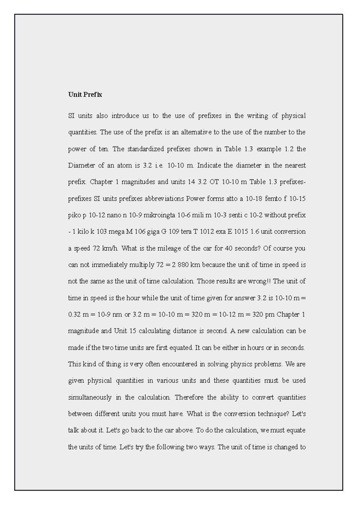 College Document - Unit Prefix - Unit Prefix SI units also introduce us ...