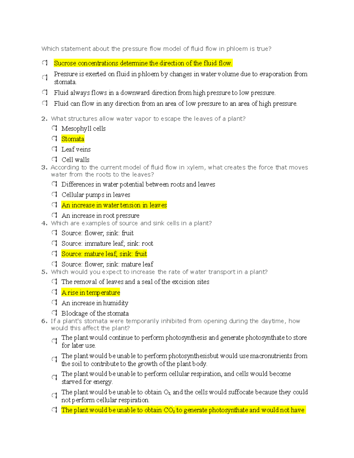 Diversity quiz 9-15 - Reading quiz - Which statement about the pressure ...