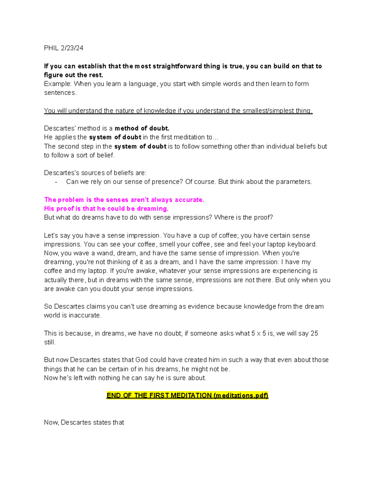 Phil 1000 2:23:24 - Phil. 1000 - 176 Professor Mr. Lekarew Spring 2024 ...