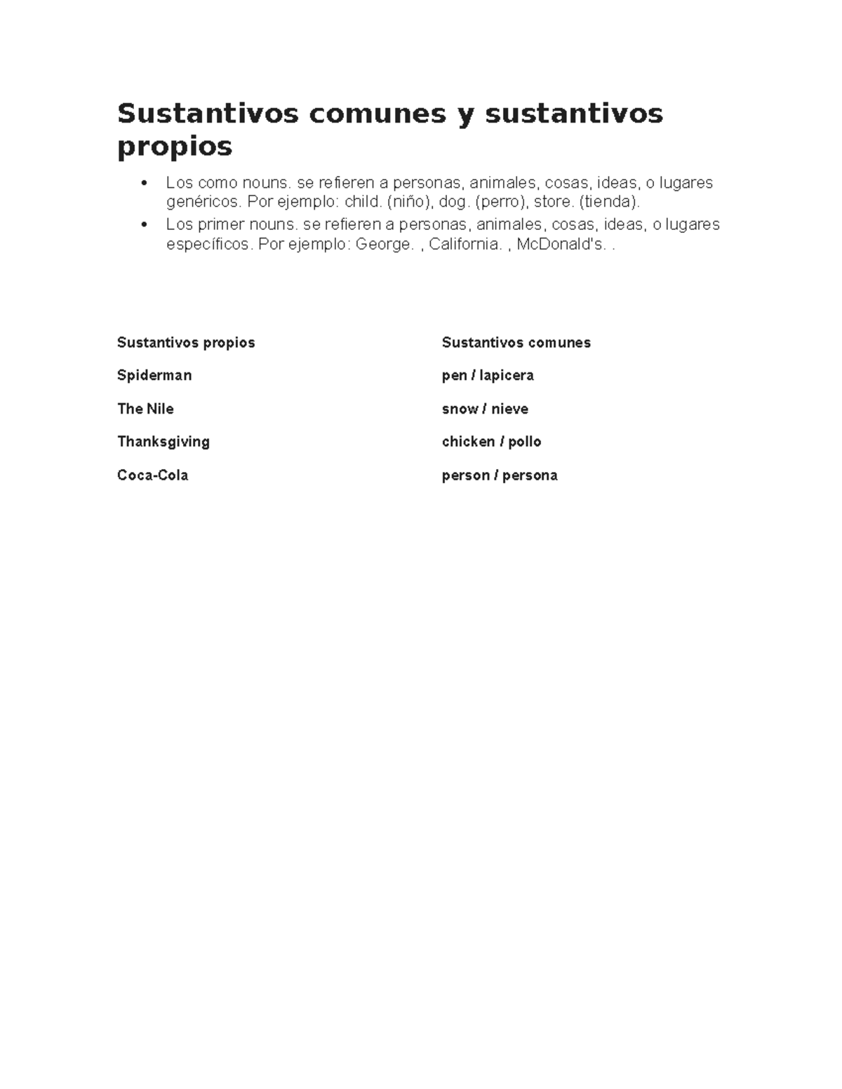 Sustantivos comunes - mmmm - Sustantivos comunes y sustantivos propios ...