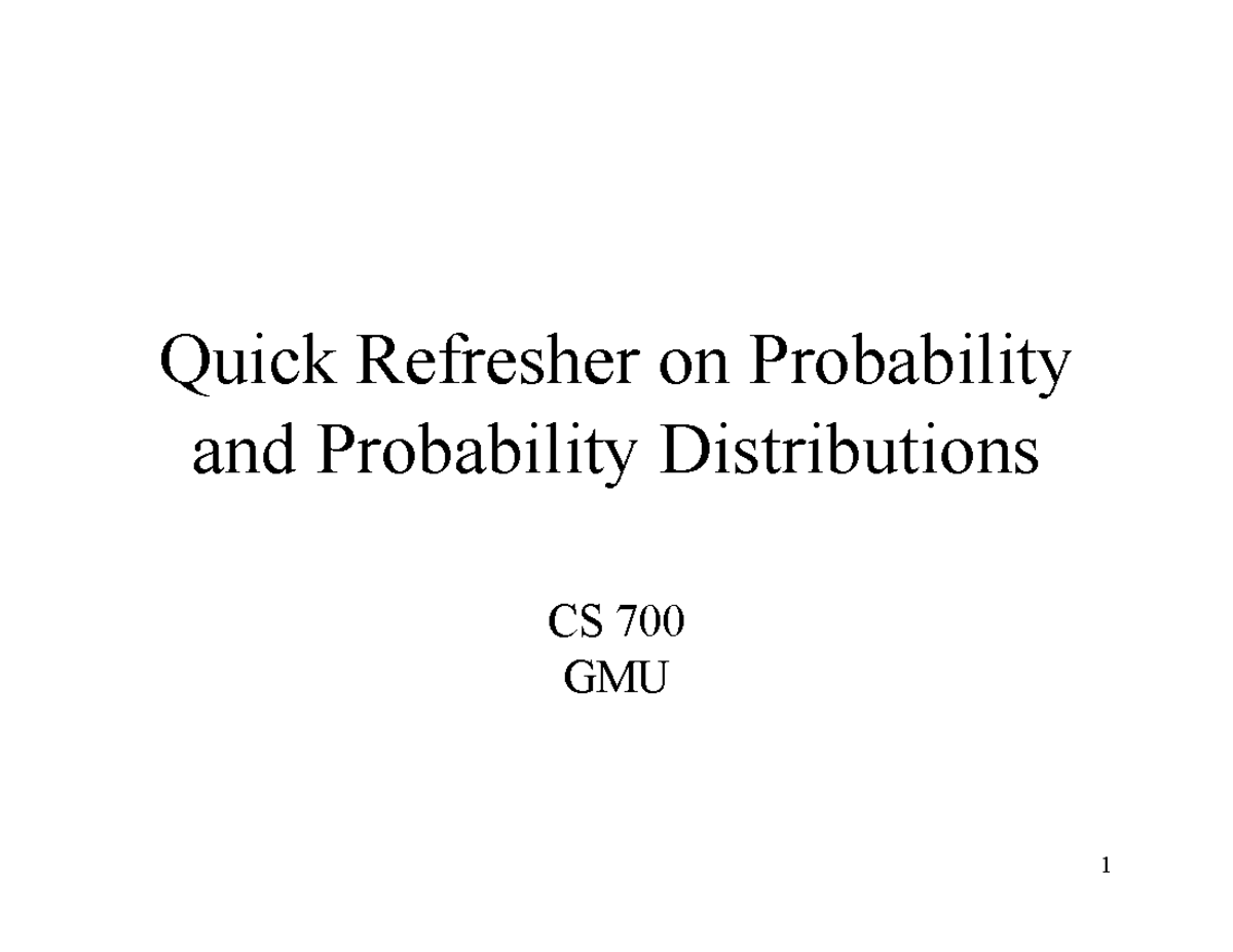 Reading 001-Probability Concepts Review - 1 Quick Refresher on ...