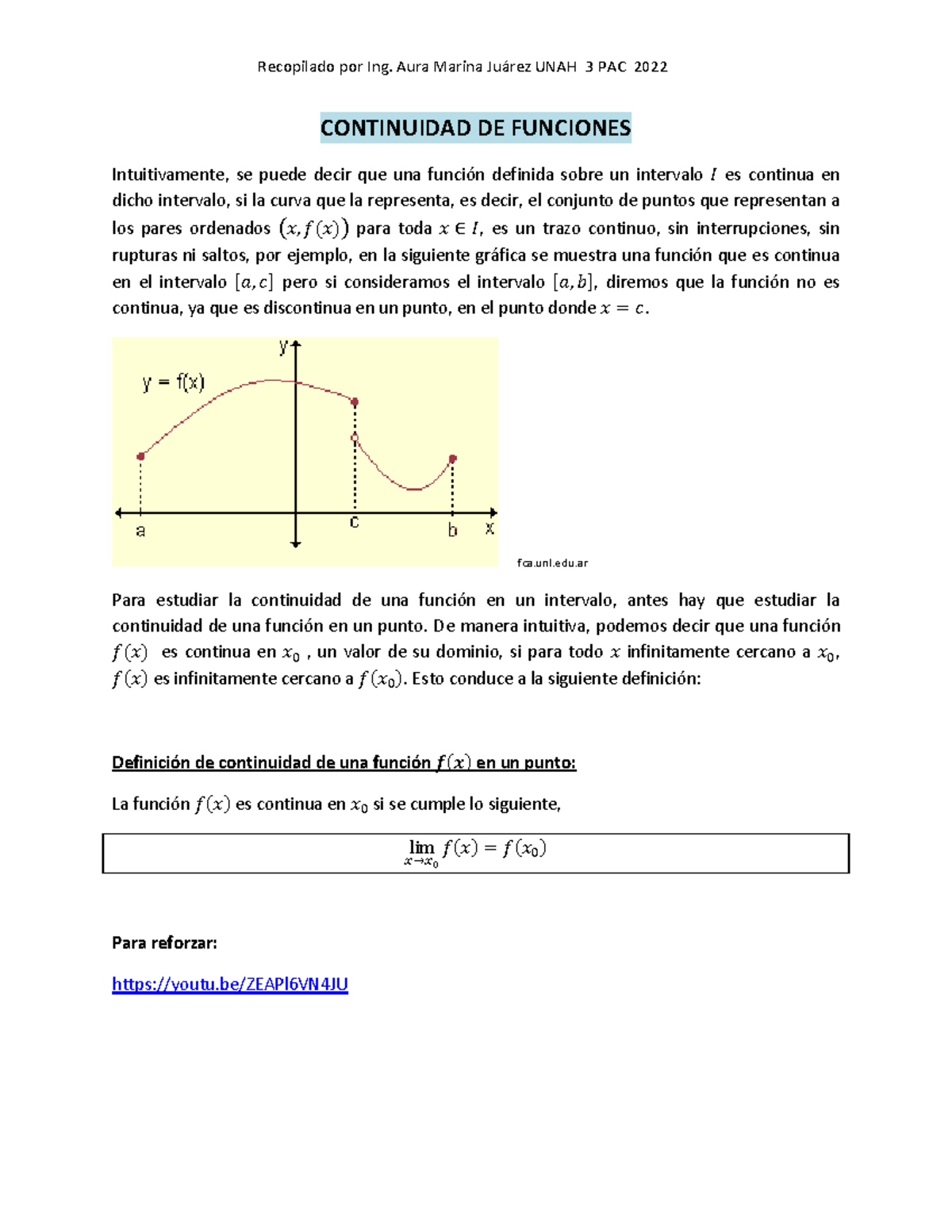 7- Continuidad DE Funciones - CONTINUIDAD DE FUNCIONES Intuitivamente ...