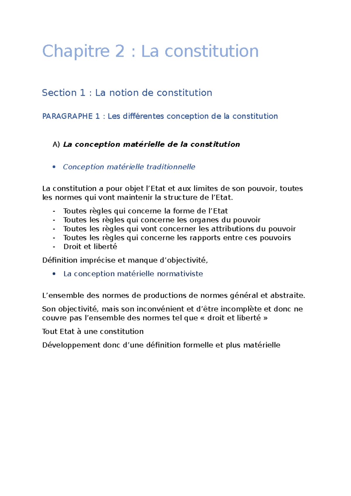 Chapitre 2 - idk - Chapitre 2 : La constitution Section 1 : La notion ...