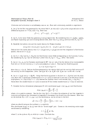 Integrable Systems 2016-2017 Course Notes - Part II — Integrable ...