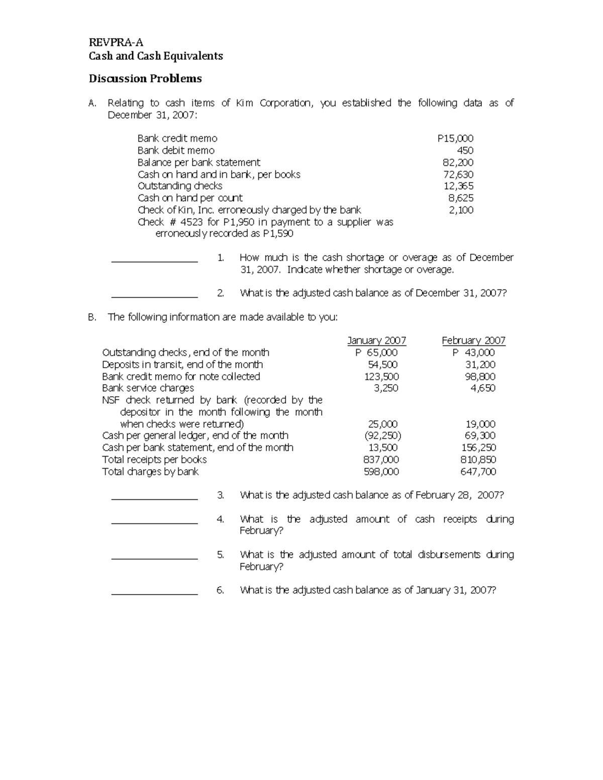 Pdfcoffee Cash And Cash Equivalent Sample Equations Cash And Cash