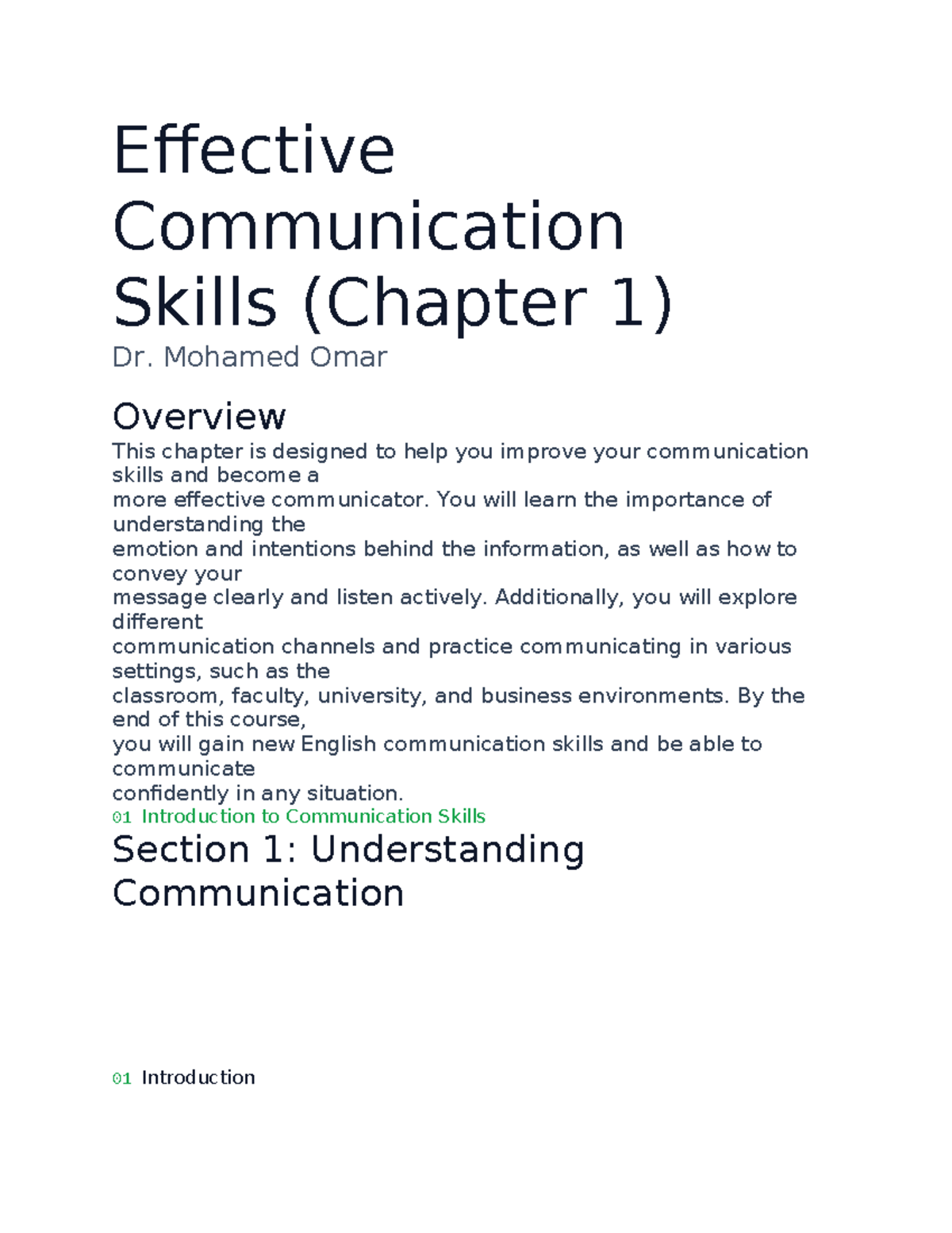 Ethics love - Effective Communication Skills (Chapter 1) Dr. Mohamed ...