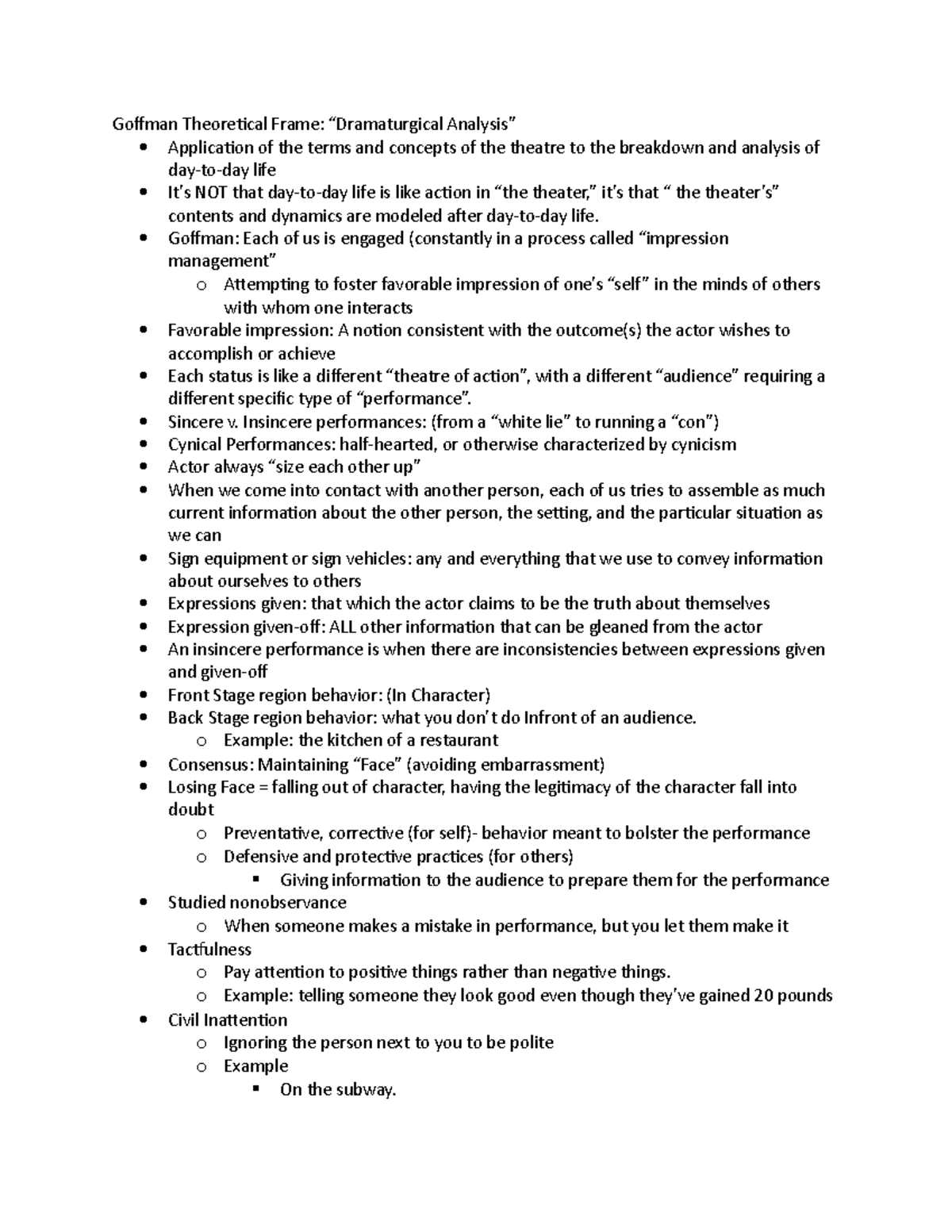 Soc 101 Part 23 - Professor: Russell Castro - Goffman Theoretical Frame ...