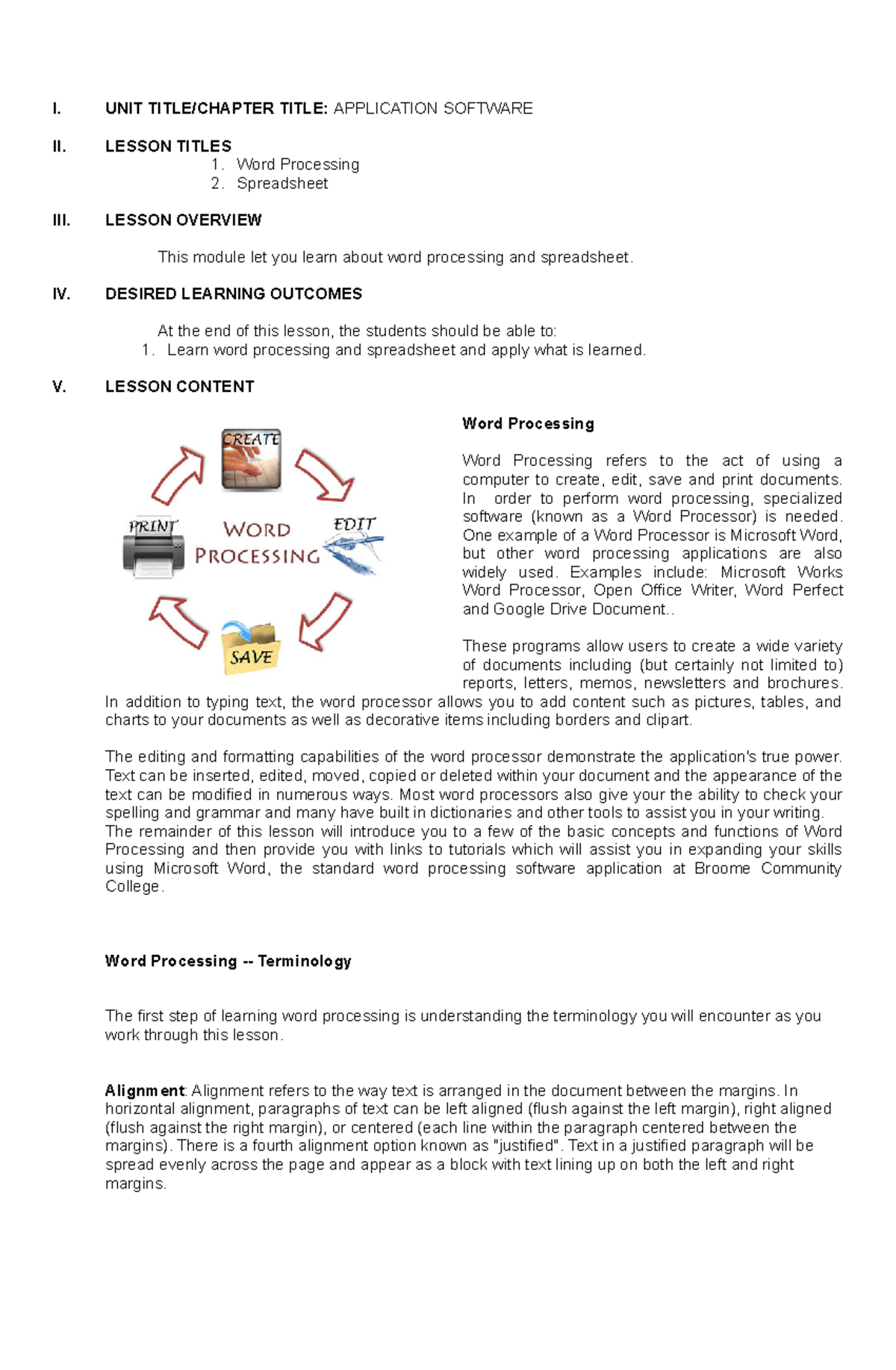 Module-Comp ME 1-03 Midterm - I. UNIT TITLE/CHAPTER TITLE: APPLICATION ...