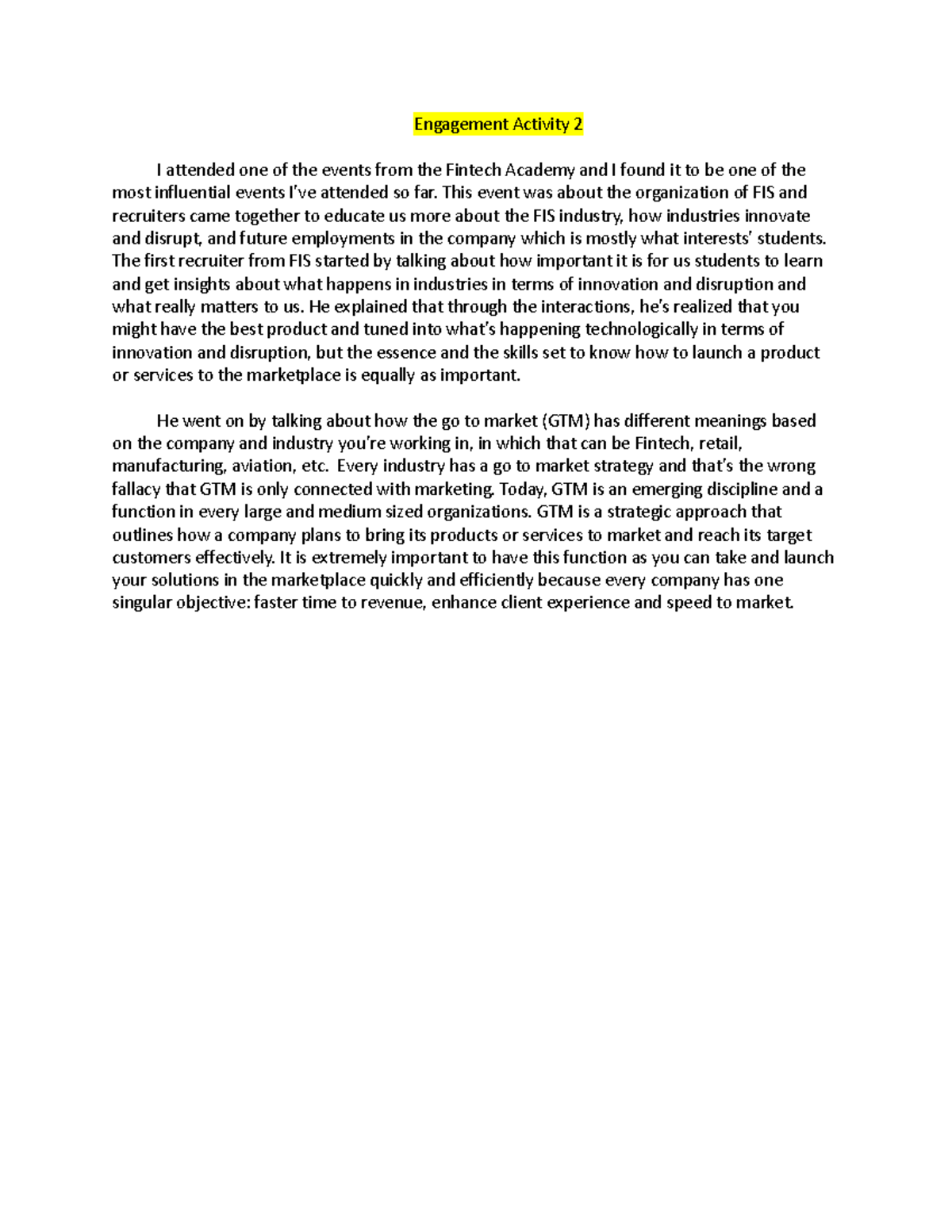 Engagement Activity 2 DMC - Engagement Activity 2 I attended one of the ...