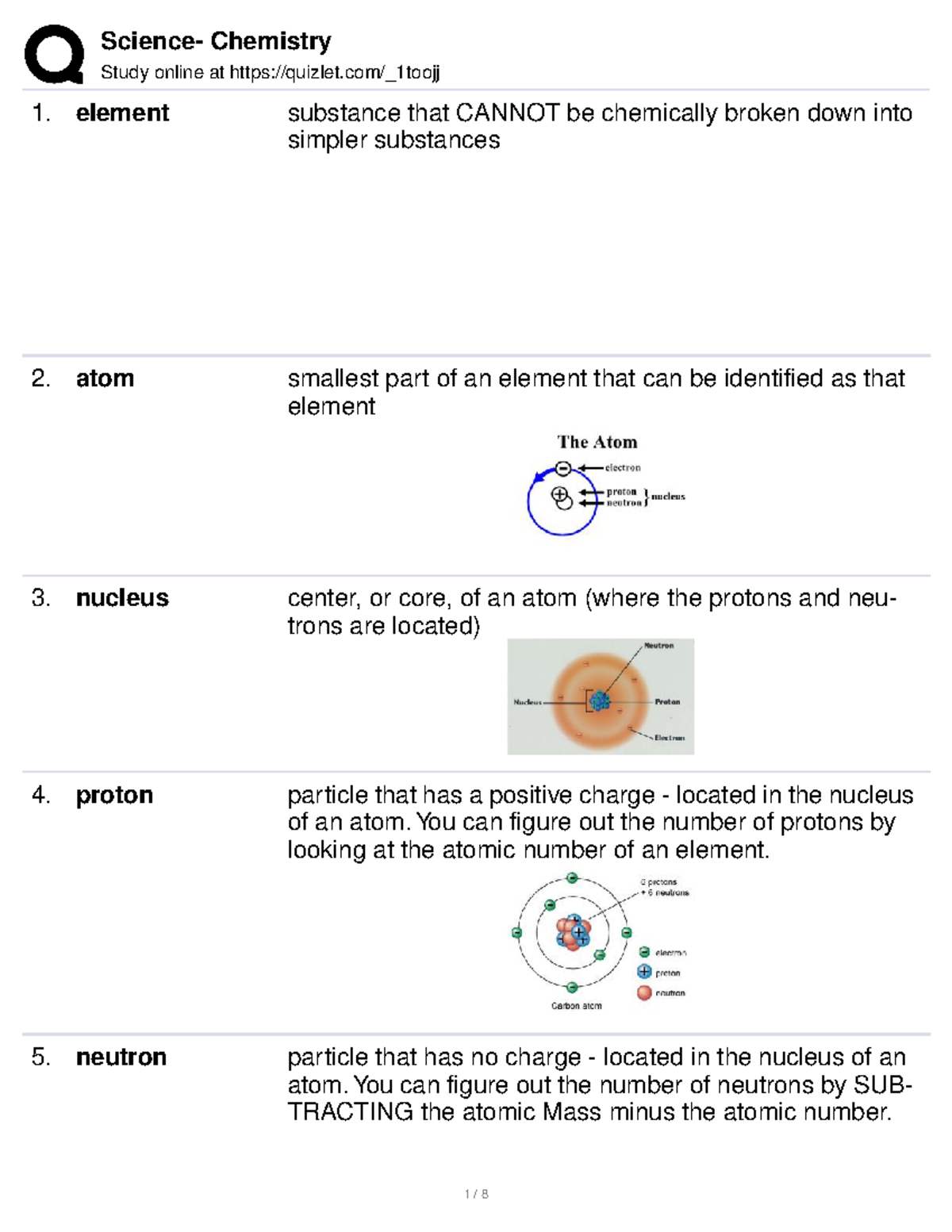 Chem2 - chem notes - Study online at quizlet/_1toojj element substance ...