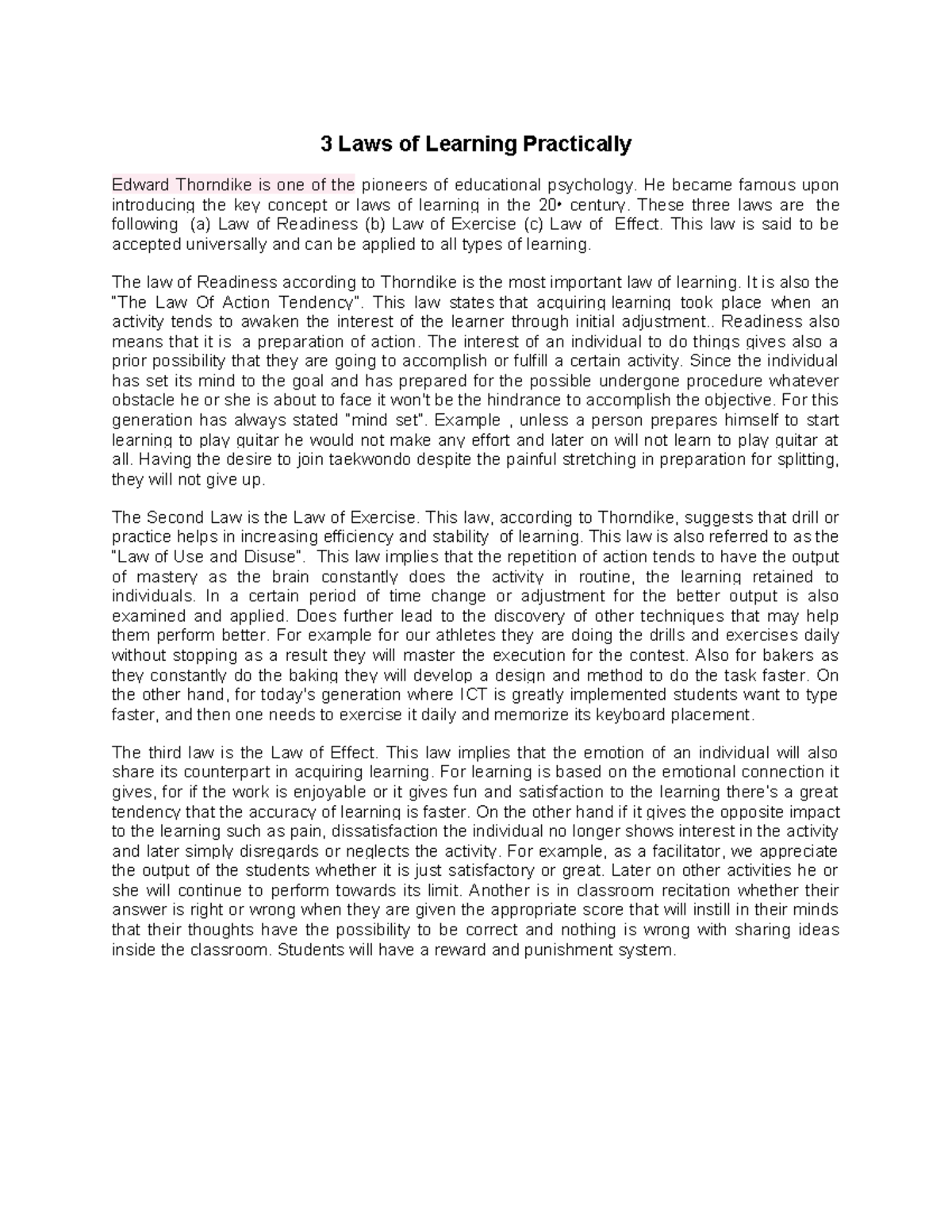 3 Laws of Learning Practically - 3 Laws of Learning Practically Edward ...