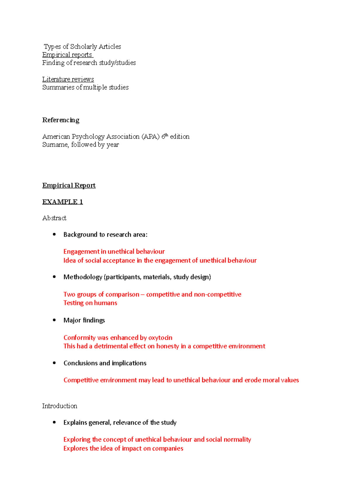 Week 1 - Types of Scholarly Articles Seminar - Types of Scholarly ...