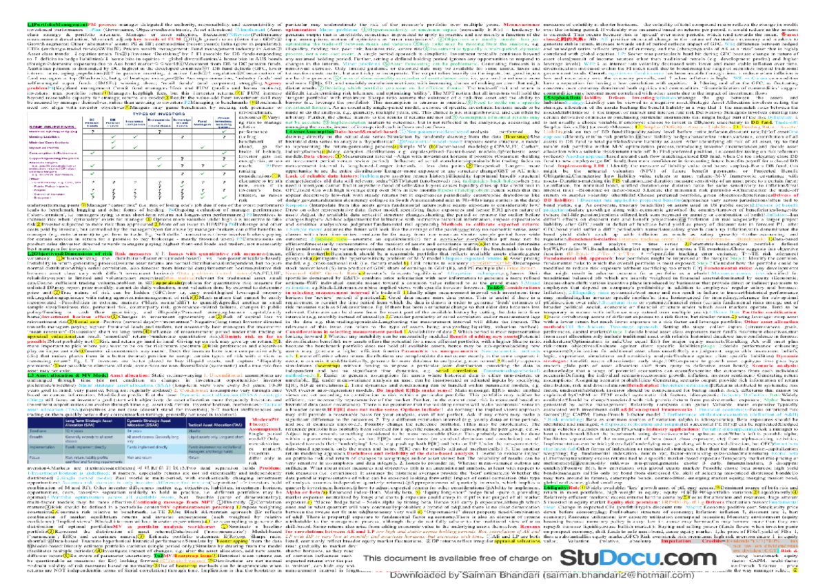 FINM3008 cheat sheet - mid sem - BUS703 - Studocu